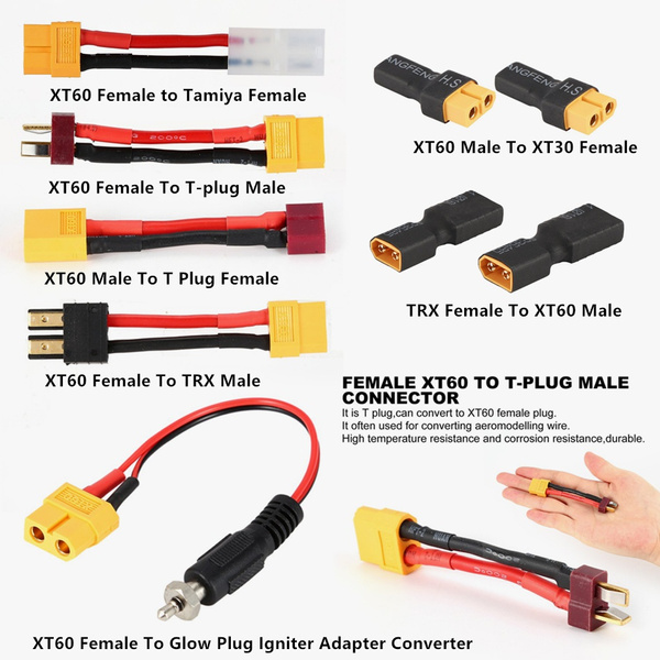 XT60 Male/Female To Tamiya/T-Plug/TRX/XT30/ Glow Plug Igniter Driver ...