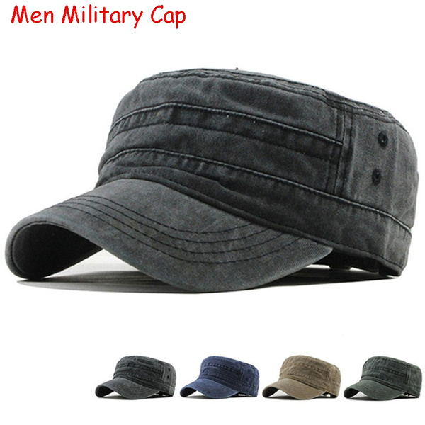 Men's retro washed cotton flat baseball cap adjustable hem hat winter ...