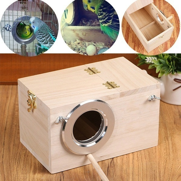 Pet Wood Parakeet Budgie Cockatiel Breeding Nesting Bird Avery Cage Box ...