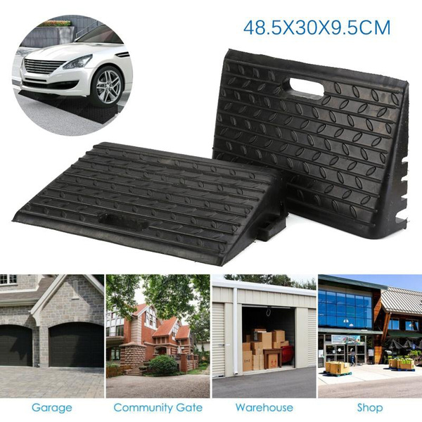 2PCS Rubber Car Curb Ramps For Vehicle Wheelchair Threshold Ramp High ...