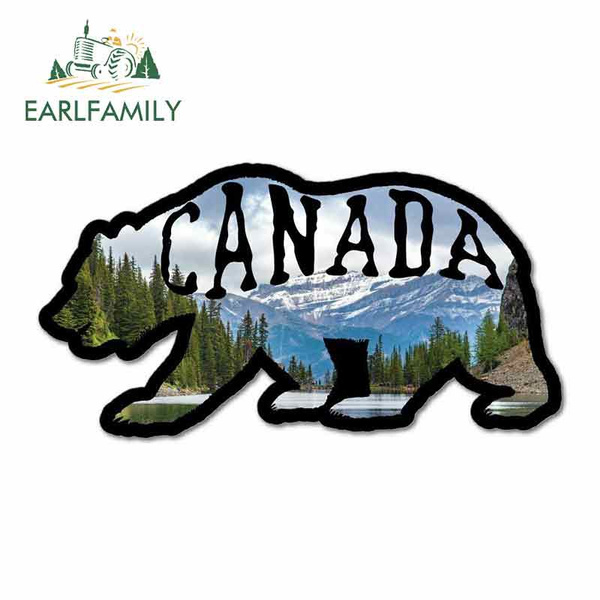 13cm x 13cm for Canada Bear Mountains Trees River Camping Hike Cartoon ...
