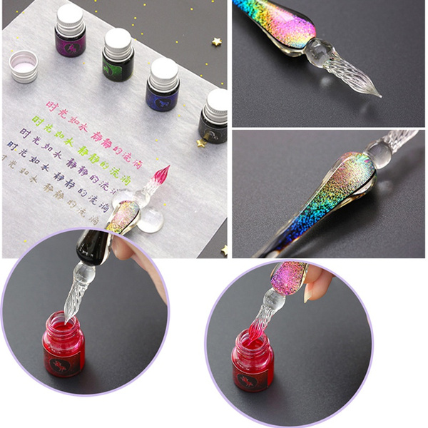 Crystal Starry Sky Glass Pen Vintage Signature Drawing Calligraphy Pen ...