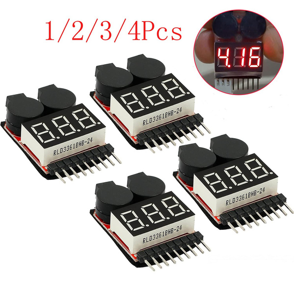 1/2/3/4pcs Lipo Battery low voltage Alarm 2 in1 RC Lipo Battery Buzzer ...