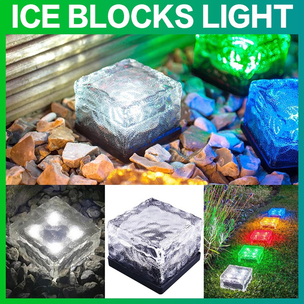 Led solar ice brick light large dlarge solar water buried ice flower ...