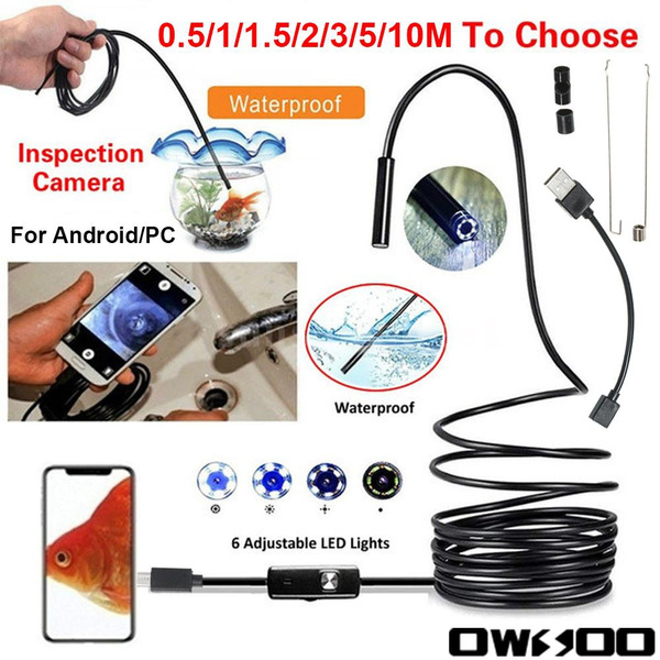 OWSOO 7MM 6 LED Lens Endoscope IP67 Waterproof Inspection Borescope ...