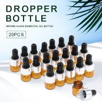 20pcs/set 1ml Amber Mini Glass Sample Dropper Bottles for Essential ...