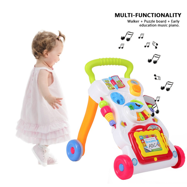 Kids Wooden Baby Walker Push Activity Walker First Steps Toy Trolley | Wish