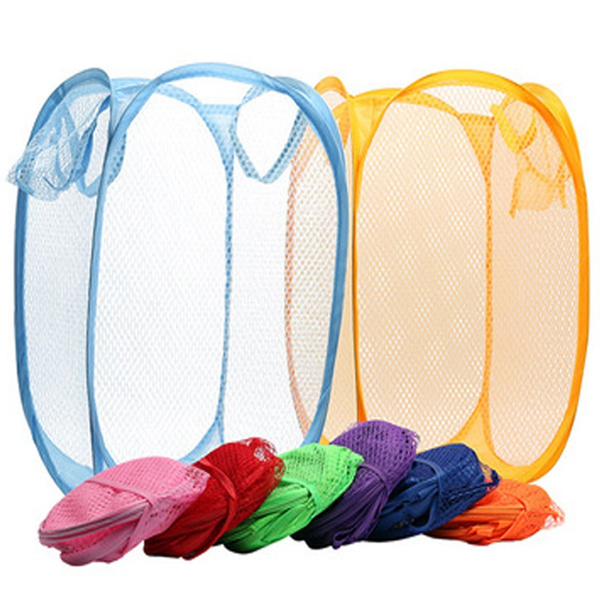 Simple Folding Mesh Clothes Washing Laundry Basket Children Toys ...