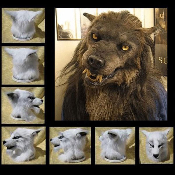 Werewolf Face Cover Glowing Eyes Movable Ears and Jaws for Halloween ...
