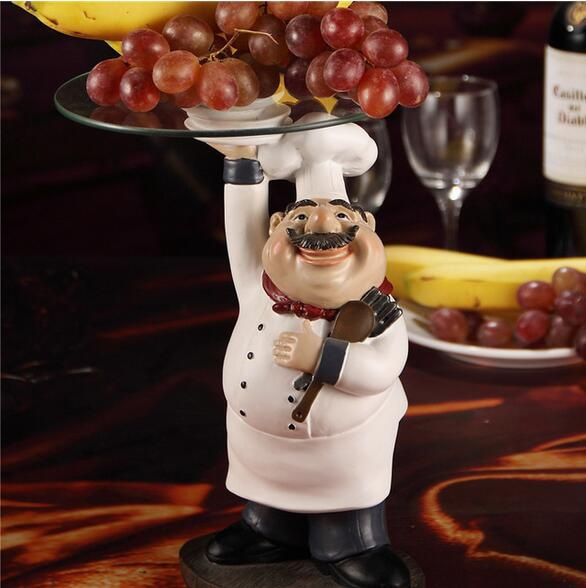Glass serving tray | Cook Statue, Decorative Dinner Plate Resin Chef ...