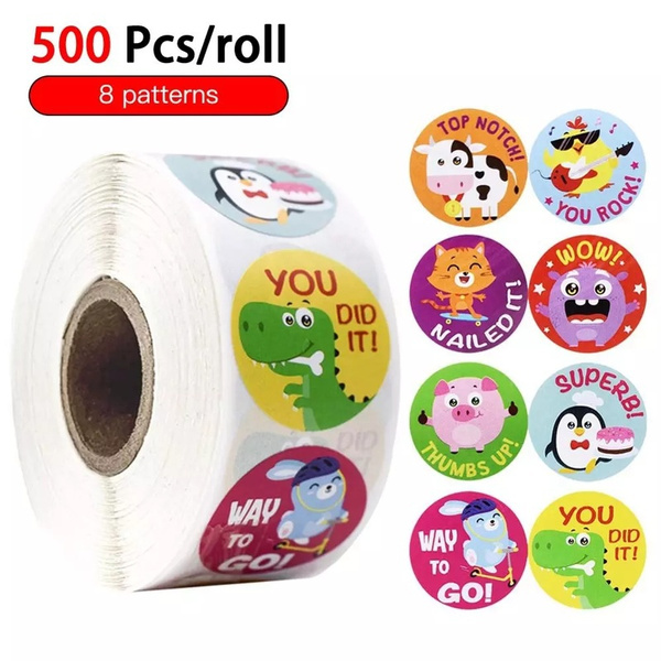 500Pcs/Roll kids toys Reward Stickers Parent Motivational Stickers Roll ...