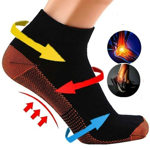 1-4pair COPPER Compression Socks Arch Ankle Running Support Plantar ...