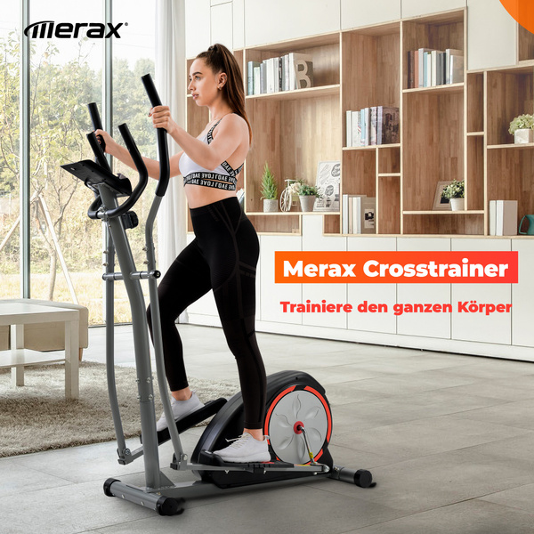 Cross trainer elliptical trainer with LCD display and device stand ...