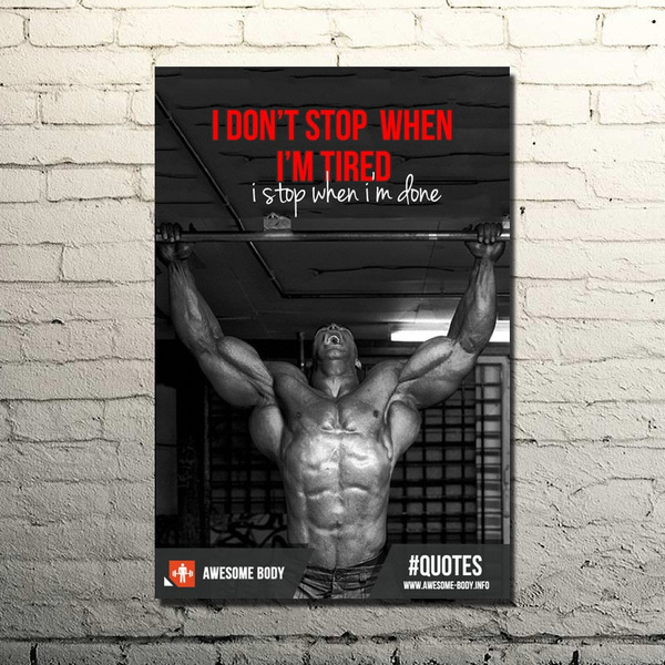 Muscle Male Bodybuilding Motivational Quote Metal Sign Poster Print Gym ...