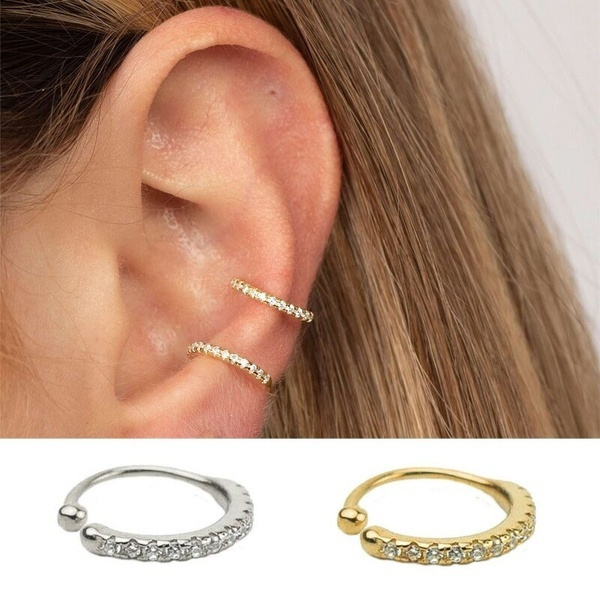 1PC Tiny Gold Ear Cuff Dainty Cuff Conch CZ Ear Cuff Huggie CZ Ear Cuff Non Pierced CZ Ear Cuff ...
