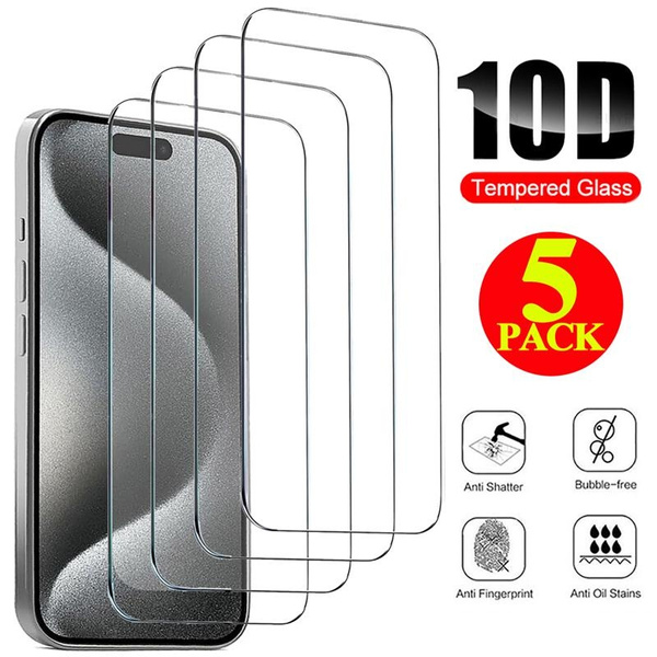5PACK 2.5D Tempered Glass for iPhone 15 14 13 12 12 11 Pro Max 15 14 Plus 13 12 Mini Verre ...
