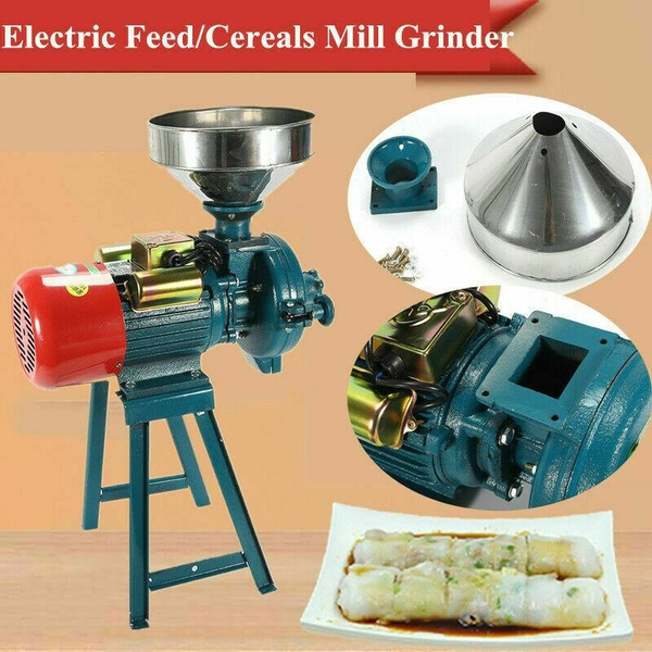 Electric Grain Mill Grinder with Funnel Commercial Feed Mill Dry ...