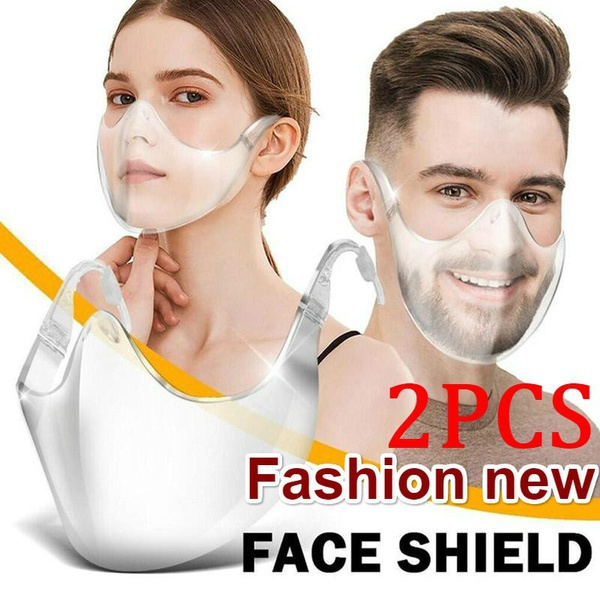 2021 Latest Fashion 2PCS Transparent Reusable Clear Face Masks ...