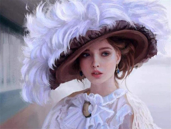 New 5D Diamond Painting Kits for Adults Kids,Noble Lady in White Hat ...