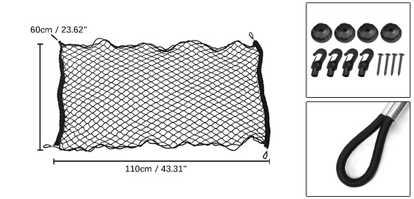 Car Black Nylon Rear Trunk Luggage Net Cargo Storage Organizer Mesh 110 ...