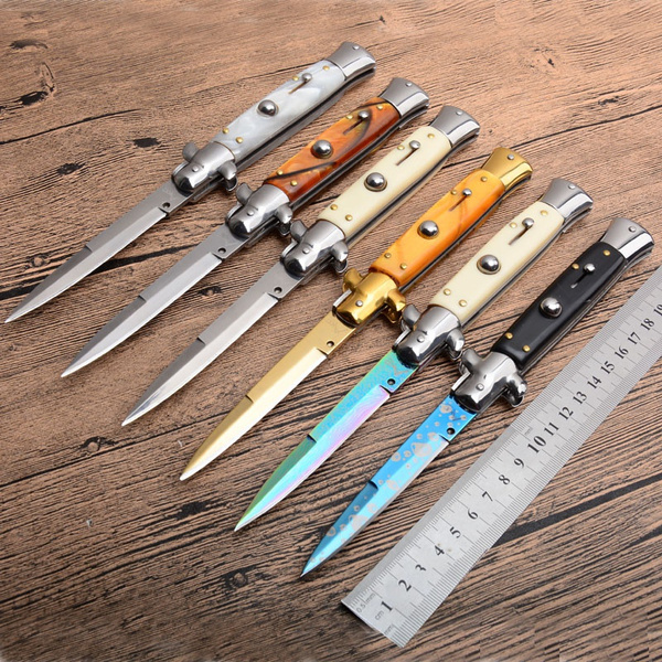 9 inch jump knife Mafia jump knife stilt spring assisted tactical knife ...