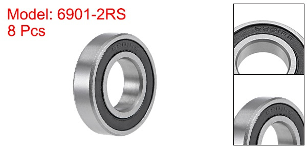 6901-2RS Ball Bearings 12x24x6mm Double Sealed Chrome Steel Z2 ABEC1 ...