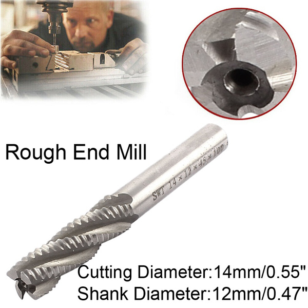 14mm Cutting Diameter 12mm Straight Shank 4 Flutes HSSAL Rough End Mill ...