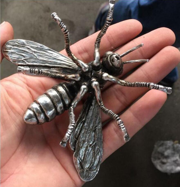 Copper Statue China Delicate Hand sculpture Miao silver honeybee statue ...