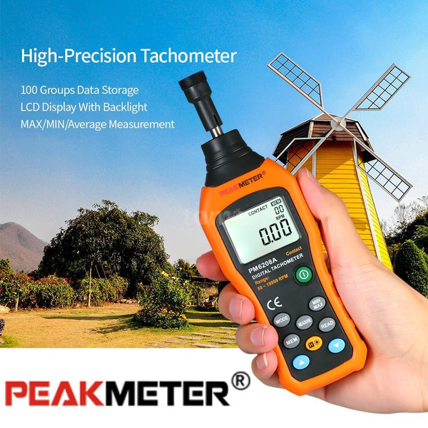 PEAKMETER Digital Tachometer Handheld Contact Motor Tachometer LCD ...