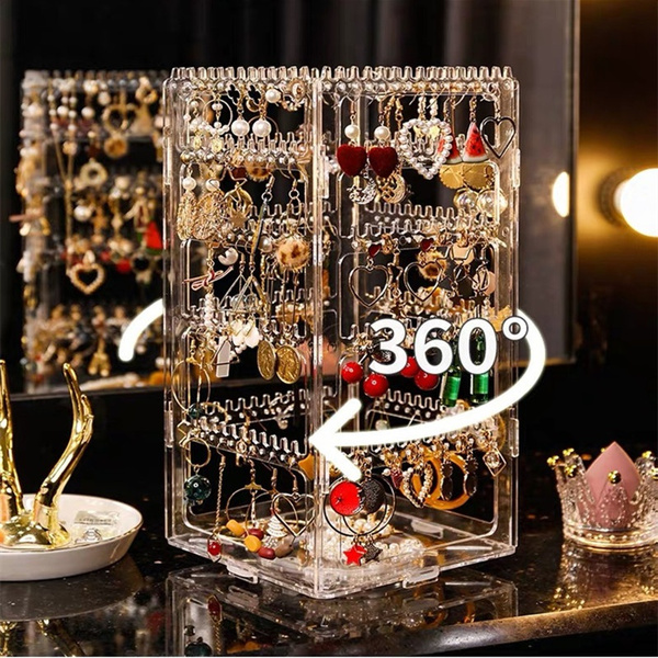 Earrings jewelry box display frame rotating large-capacity multi-layer ...