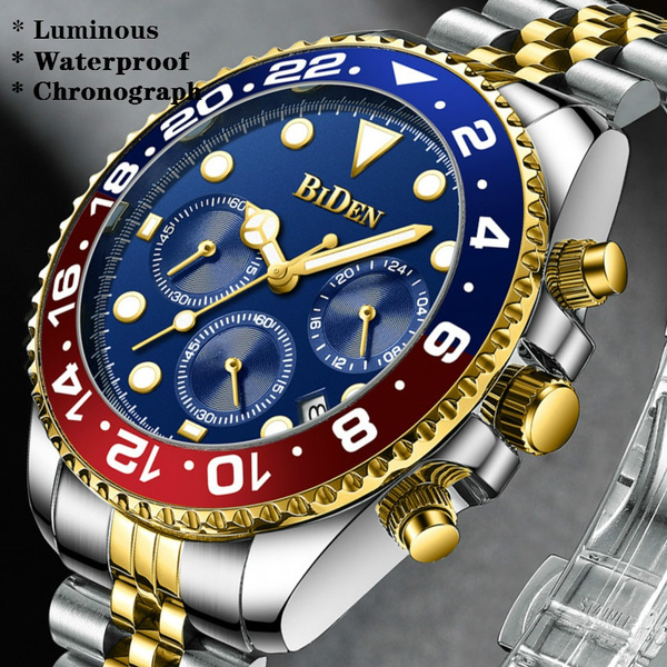 Luxury Gold Watch Men Top Brand Biden 3atm Waterproof Classic Chrono ...