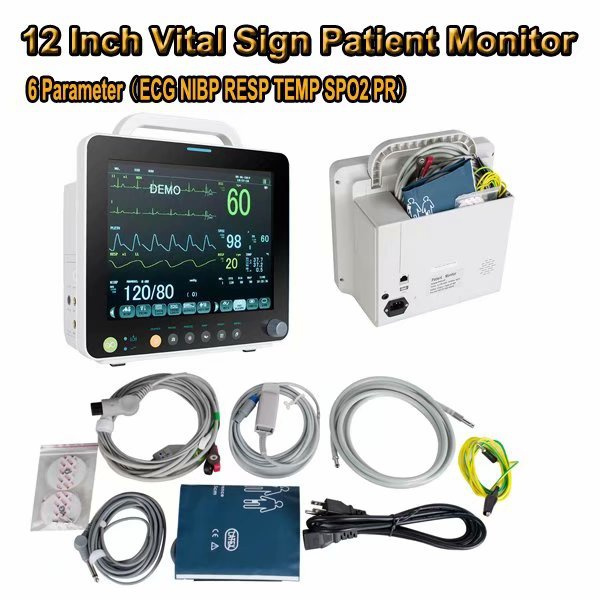 Portable Multi-parameter 12 Inch Vital Sign Patient Monitor ECG NIBP ...