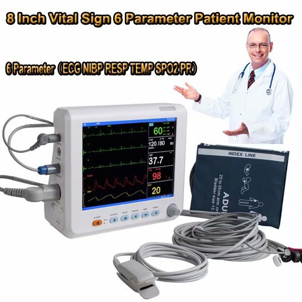 High Quality 8 Inch ICU CCU Vital Sign Patient Monitor 6 parameter-ECG ...