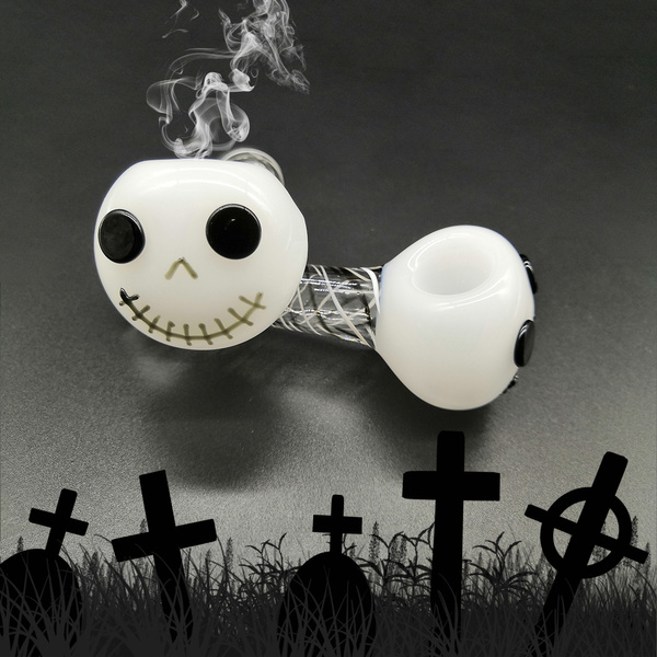Halloween Lovely Skeleton Head smoking pipe Glass Pipe tobacco pipe ...