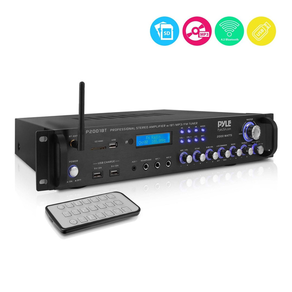 Pyle 2,000 Watt Multi Channel Bluetooth Home Theater Hybrid Amplifier ...