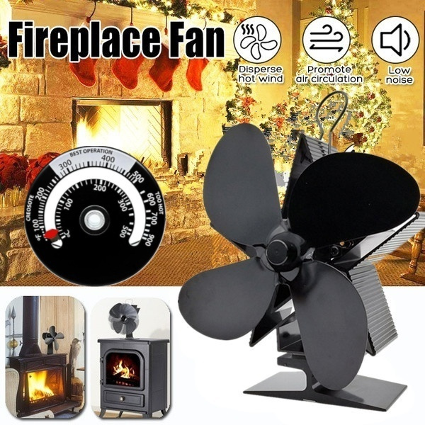 2021 Large Airflow 4-Blade Heat Powered Gas Wood Log Burners Home ...