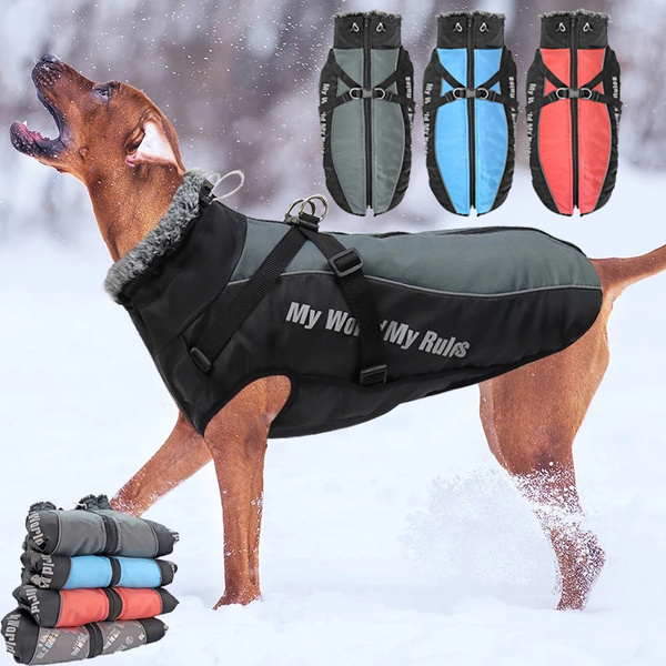 Winter Thicken Pet Clothes Waterproof High Collar for Medium Large Big ...