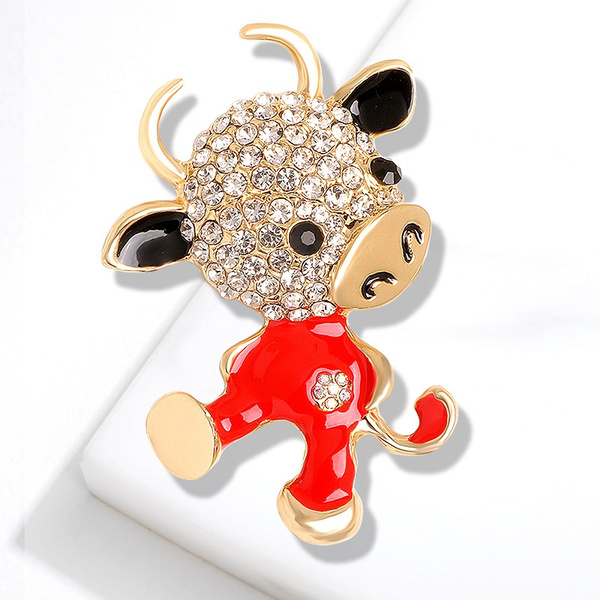 Lovely Cattle Brooches Women Men Enamel Animal Party Causal Metal ...
