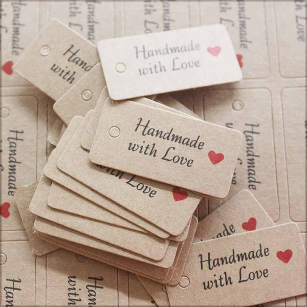 100pcs/lot Handmade with Love Kraft Paper Baking Gifts Hanging Tag DIY ...