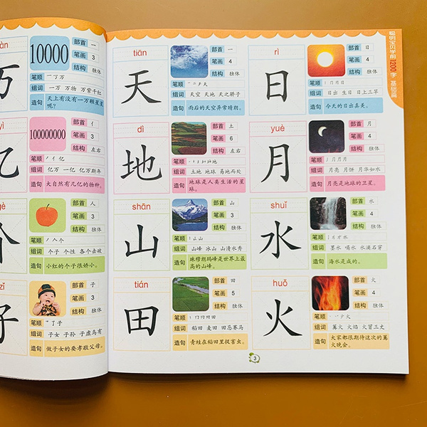 1200 Chinese Basic Characters Han Zi Reading Picture Literacy Book with ...