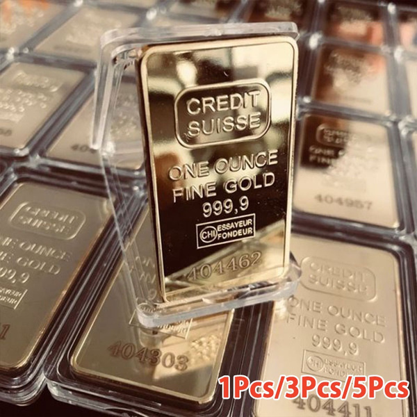 24K Gold Plated Gold Bars Replica Collectible Souvenir Coin Switzerland ...