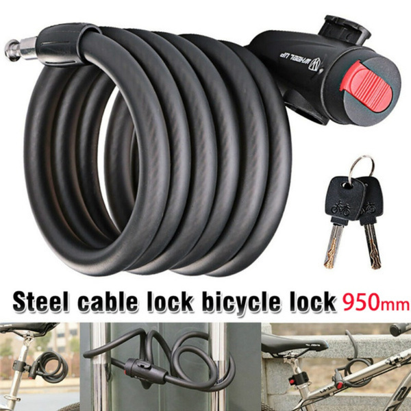 Universal Anti-Theft Bike Bicycle Lock Stainless Steel Cable Coil For ...