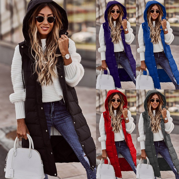 New Women's Fashion Thicken Winter Warm Hooded Casual Vest Plus Size S ...