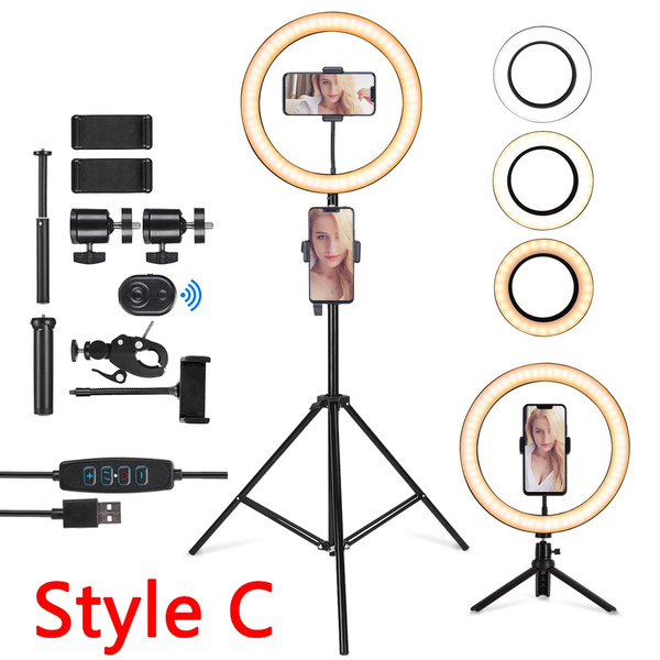 10inch LED Ring Light 3 Light Color Shadowless Lighting Dimmable LED ...