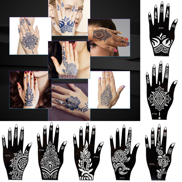 2Pcs/Set Mehndi Black Henna Tattoo Temporary Hand Tattoo Body Art ...