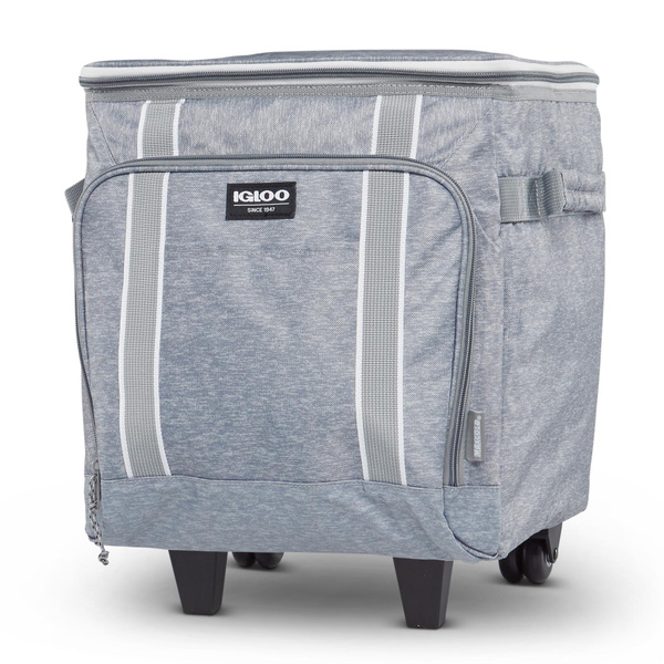 Igloo 40 Can Large Portable Insulated Soft Cooler with Rolling Wheels ...