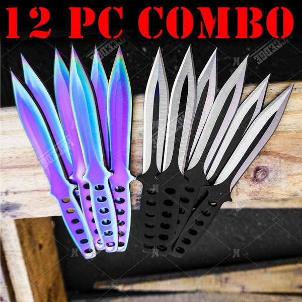 12PC Tactical Throwing Knife Combo Set WIth EDC Sheath & Strap Ready To ...