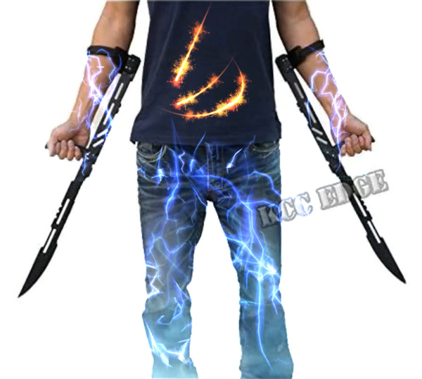 DOUBLE SWORD SET 27.5" Large Rayne Ninja Forearm Vampire Machete Sword ...
