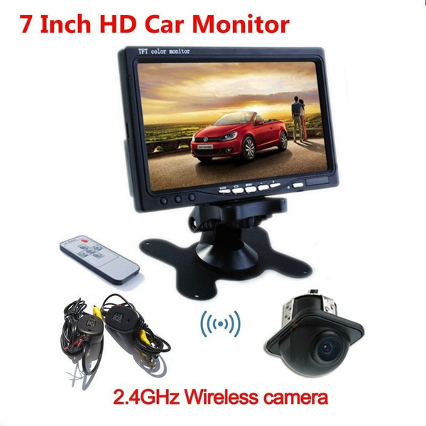 7" TFT LCD Monitor Mirror Screen Wireless Car Reversing Camera Rear ...
