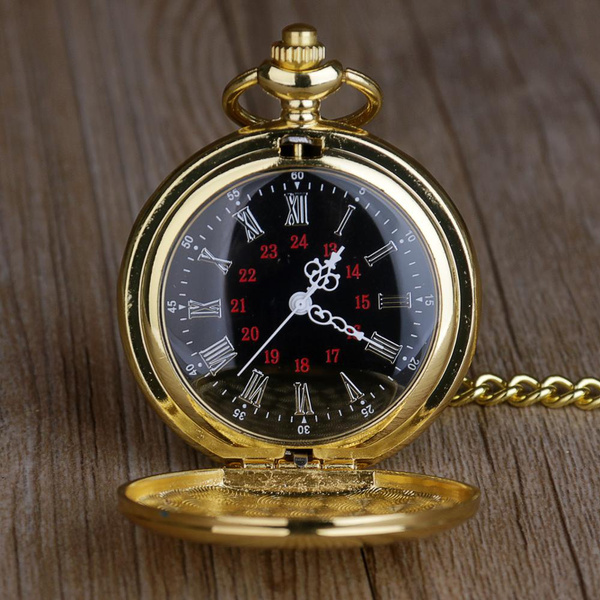 Silver Polish Smooth Steel Quartz Pocket watch Ruman Number Dial ...